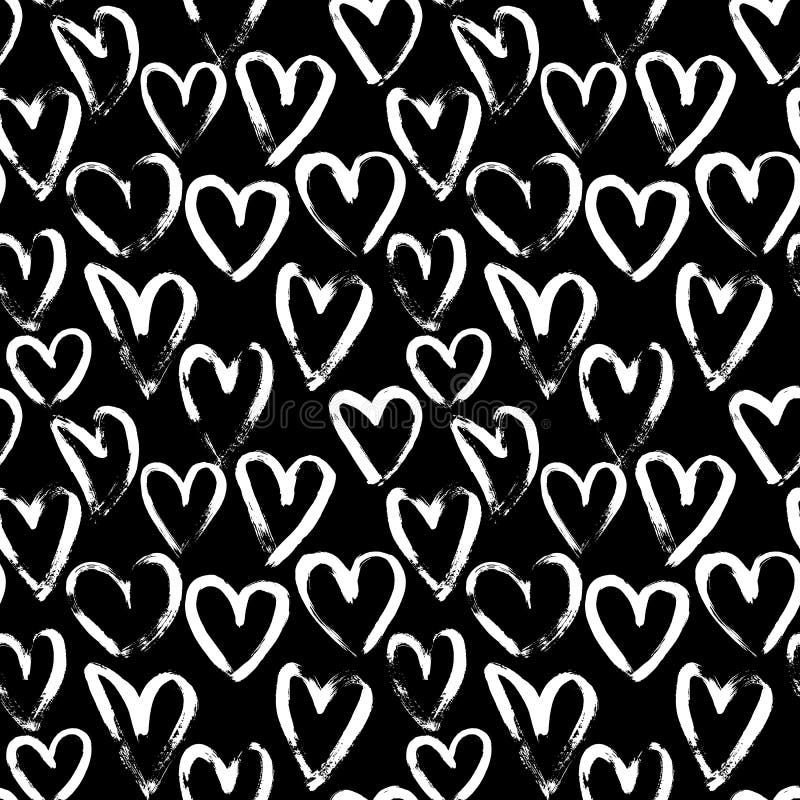 Dry Brush Artwork Heart Seamless Vector Pattern Stock Vector ...
