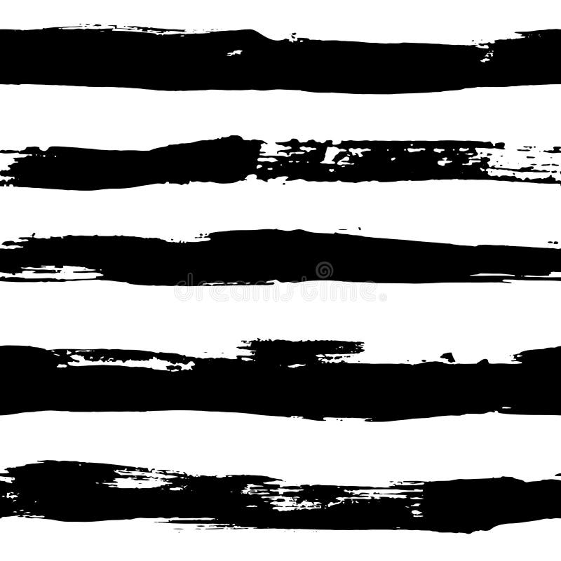 Dry Brush Lines Seamless Vector Black and White Hand Drawn Pattern ...