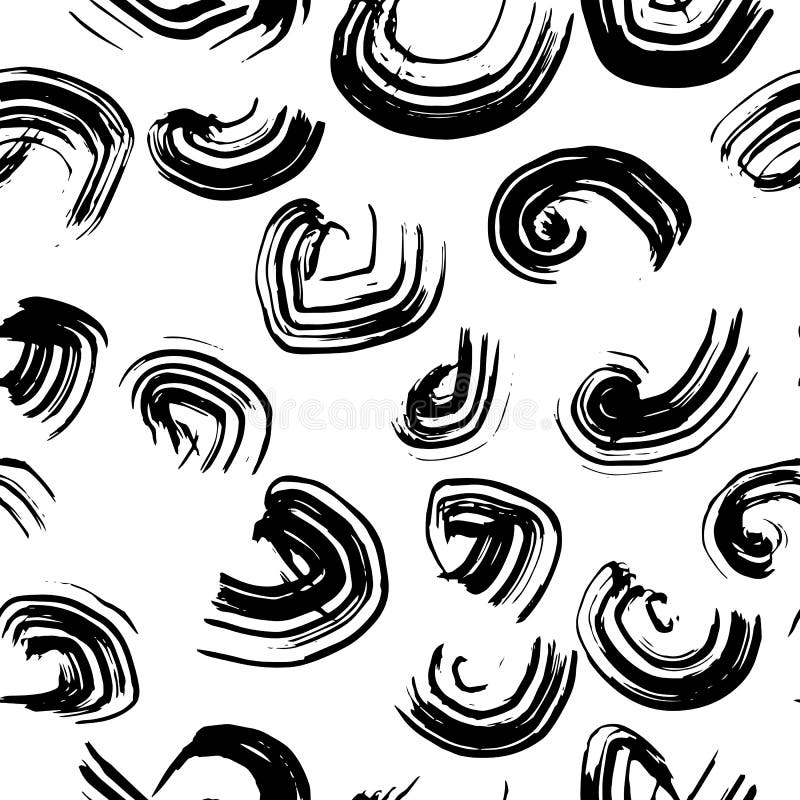 Dry Brush Lines Seamless Vector Black and White Pattern Stock Vector ...
