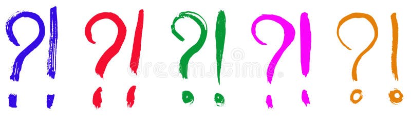 Dry Brush Strokes, Hand Drawn Colorful Vector Question Marks and ...