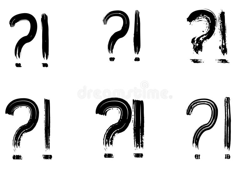 Dry Brush Strokes, Hand Drawn Vector Question Marks and Exclamation ...
