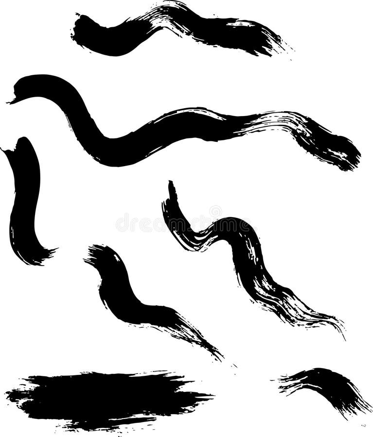 Dry Brush Wave Strokes Vector Grunge Set Stock Vector - Illustration of ...