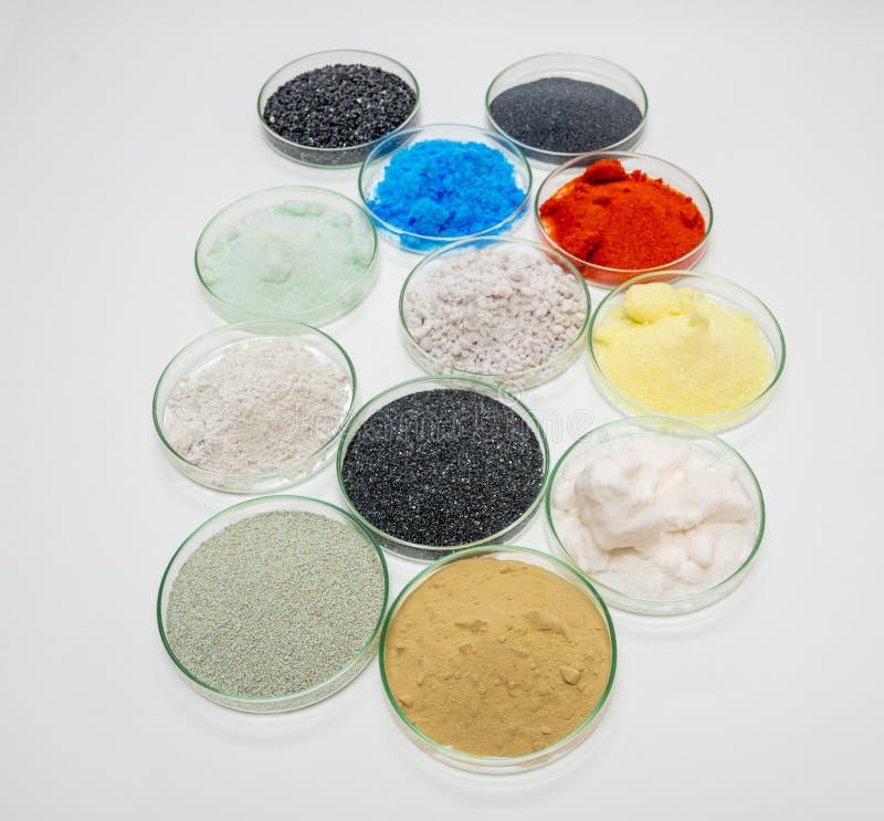 Dry bulk chemical elements stock photo. Image of experiment - 183240832