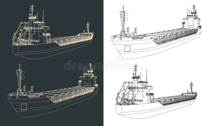 Dry cargo ship outline stock vector. Illustration of maritime - 191103813
