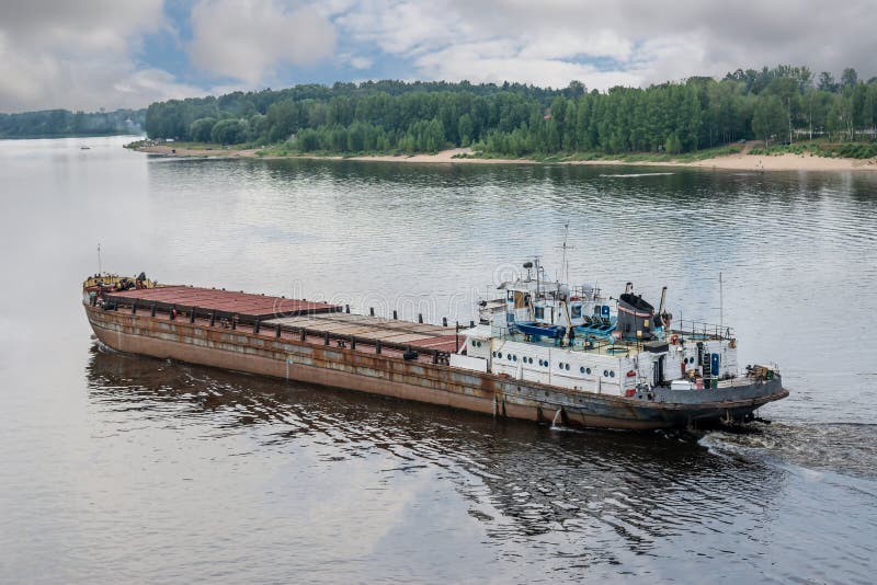 Dry Cargo Ship on the Volga River Stock Image - Image of river, ship ...