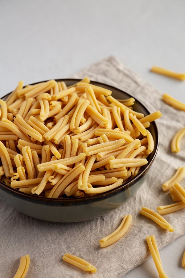 Dry Casarecce Pasta in a Bowl, Side View Stock Image - Image of wheat ...