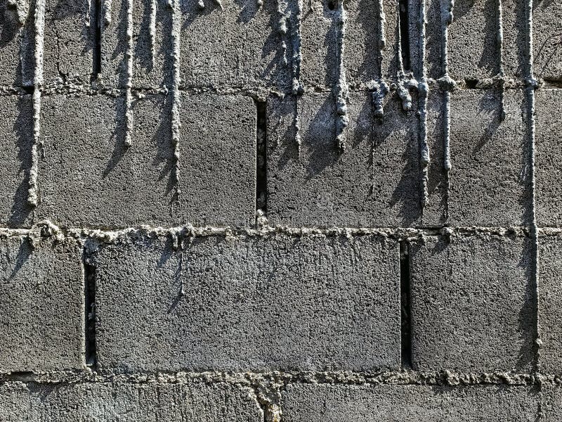 Dry Cement Drips on Bricks Wall. Mortar Dripping and Running Down the ...