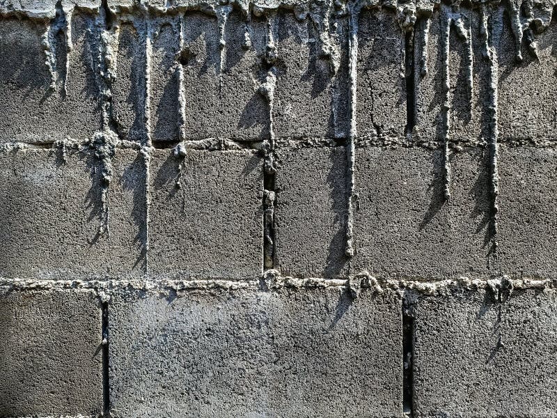 Dry Cement Drips on Bricks Wall. Mortar Dripping and Running Down the ...