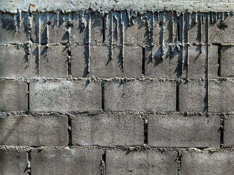 Dry Cement Drips on Bricks Wall. Mortar Dripping and Running Down the ...