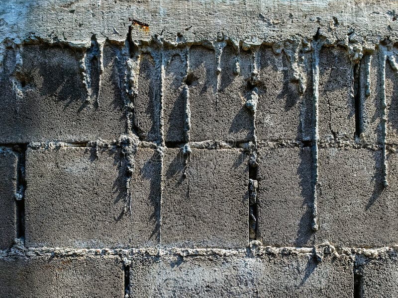 Dry Cement Drips on Bricks Wall. Mortar Dripping and Running Down the ...