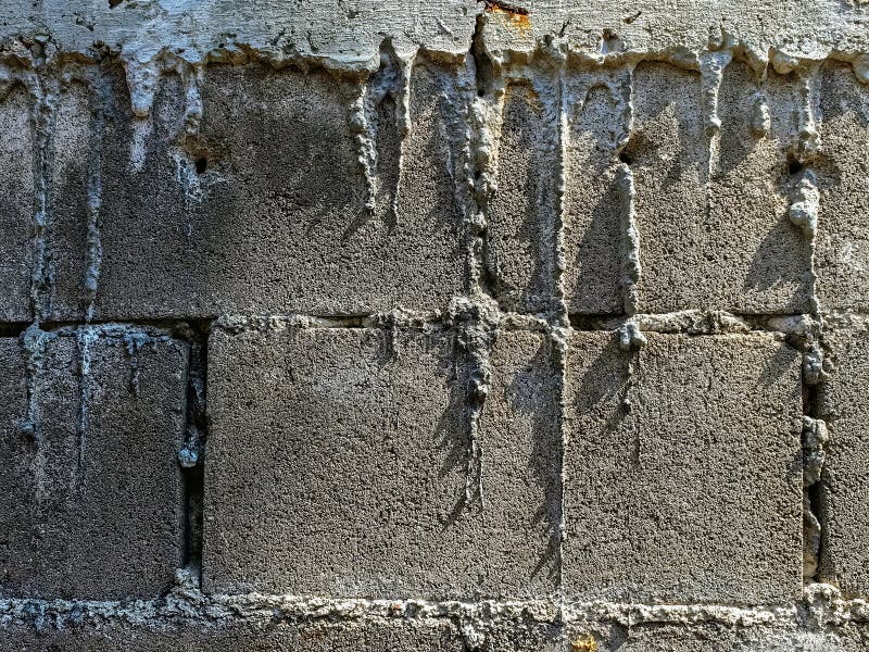 Dry Cement Drips on Bricks Wall. Mortar Dripping and Running Down the ...