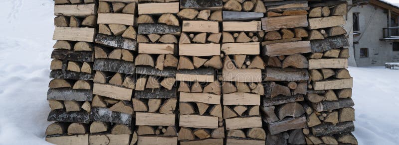 Dry Chopped Fire Wood in Alp Mountain Stock Photo - Image of material ...