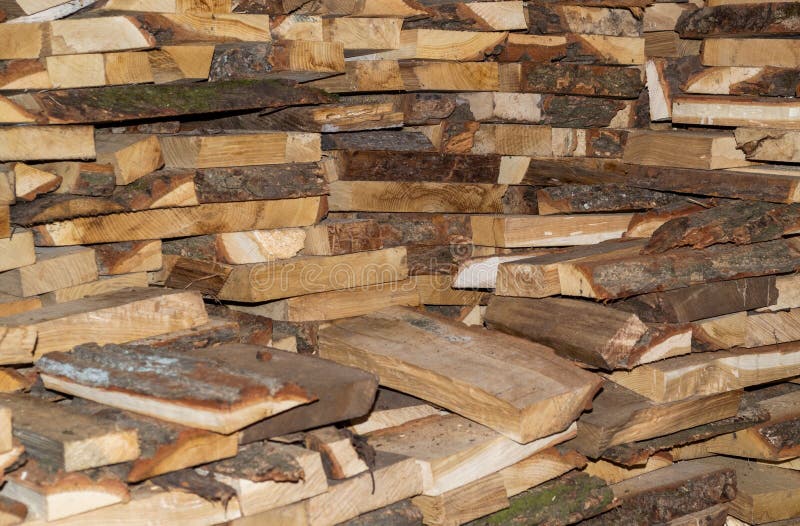 Dry Chopped Firewood in a Bunch. Stack of Firewood for Kindling Stock ...