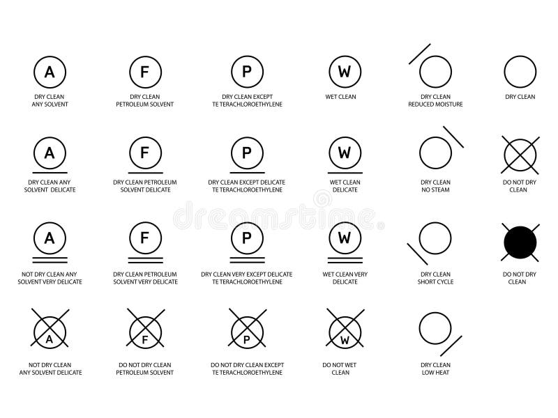23 DRY CLEAN Icon BUNDLE LAUNDRY CARE SYMBOLS Stock Vector ...