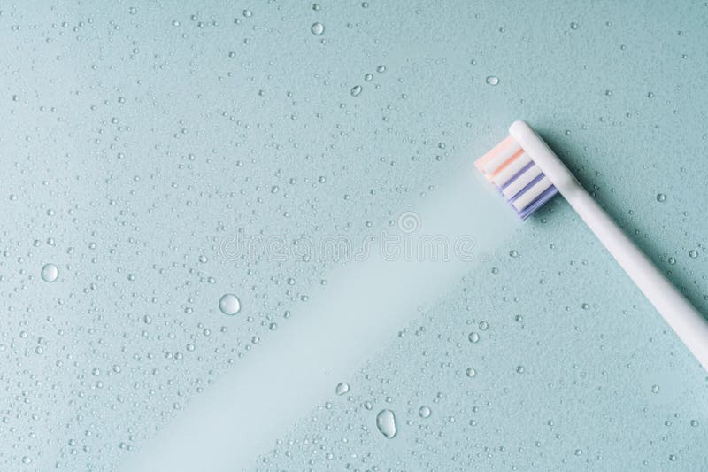 Dry and Clean Toothbrush Marks on Glass Surface with Water Drops Stock ...