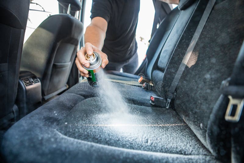 Dry cleaning of car inside stock photo. Image of silver - 186186386