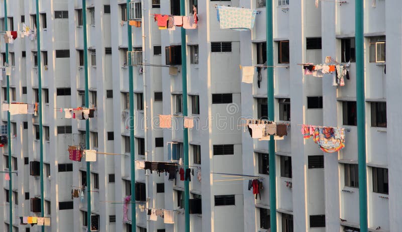 Dry Clothes Outside Windows in Singapore Stock Photo - Image of ...