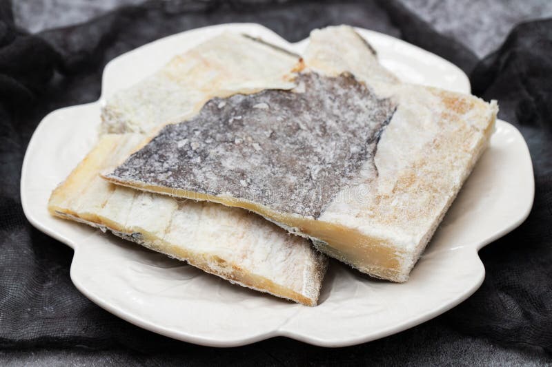 Dry Cod Fish on White Beautiful White Dish Stock Photo - Image of ...