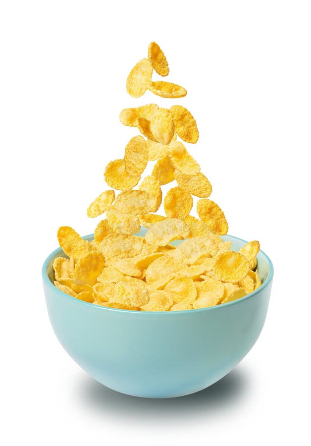 Dry Corn Flakes Isolate in a Blue Ceramic Plate, Part of the Corn ...