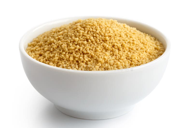 Dry Couscous in White Ceramic Bowl. Stock Photo - Image of semolina ...