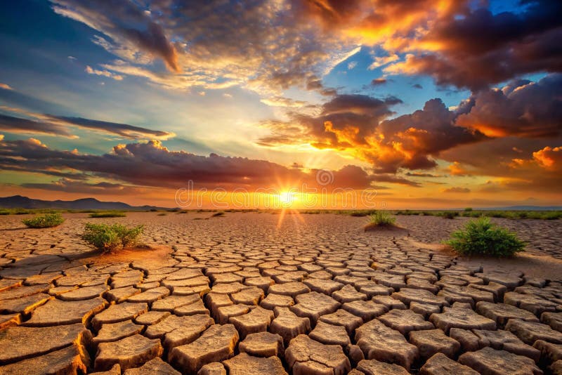 Arid Clay Soil Sun Desert Global Warming Concept Stock Illustration ...