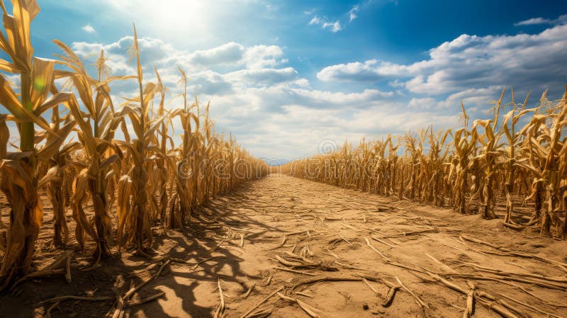 Dry and cracked corn field stock illustration. Illustration of corn ...