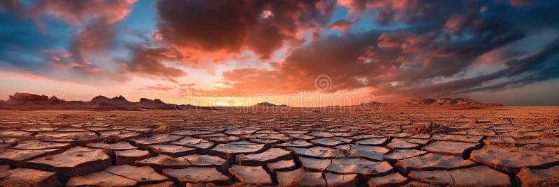 Dry, Cracked Earth, Contrasting with a Dramatic Sky Filled with ...