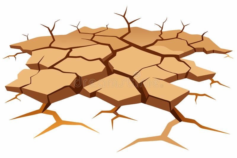 Dry Cracked Earth Showing the Effects of Drought. Stock Illustration ...