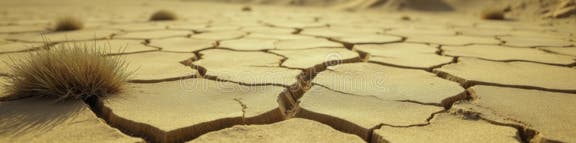 Dry Cracked Earth with Sparse Plants and Dunes, Dry Ground, Dry Grass ...