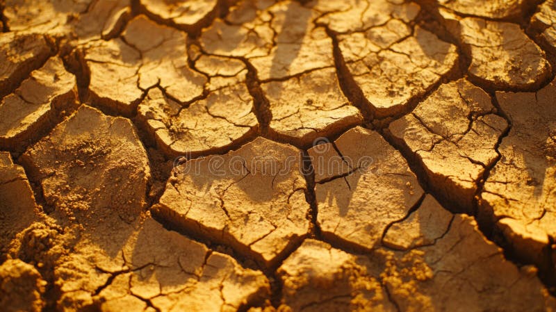 Dry Cracked Earth Texture in Warm Sunlight Stock Illustration ...