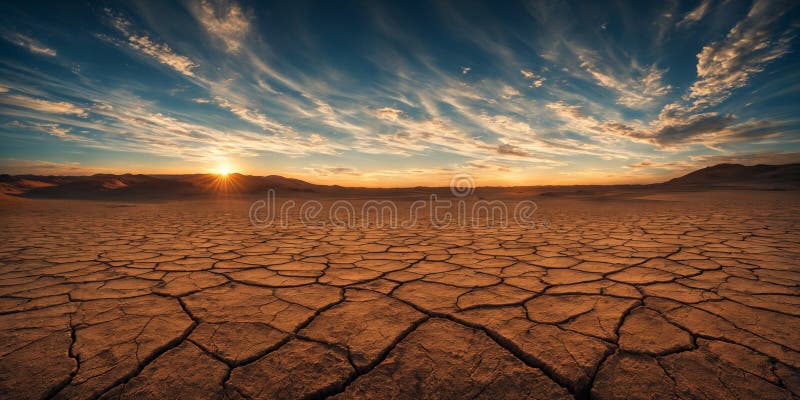 Dry and Cracked Land from Natural Disaster Scene Stock Illustration ...