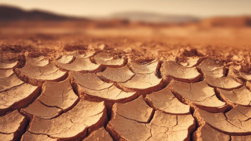 Dry Cracked Land Showing the Effects of Drought and Climate Change in a ...