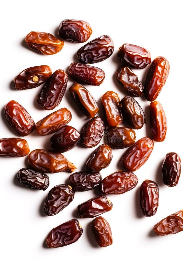 Dry Dates Isolated on White Background, Top View. Ai Generated Stock ...