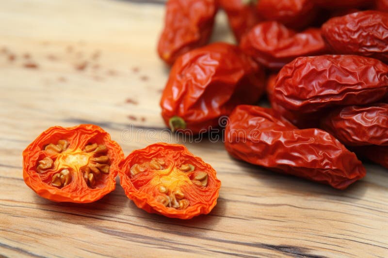 A Dry, Dehydrated Tomato Next To a Ripe and Vibrant One Stock Photo ...