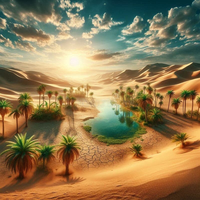 Mirage in a Hot and Sunny Desert, a Sailing Ship and the Sea in the ...