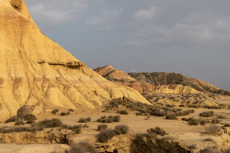 Dry Desert Landscape with Cliffs and Grasslands Stock Photo - Image of ...