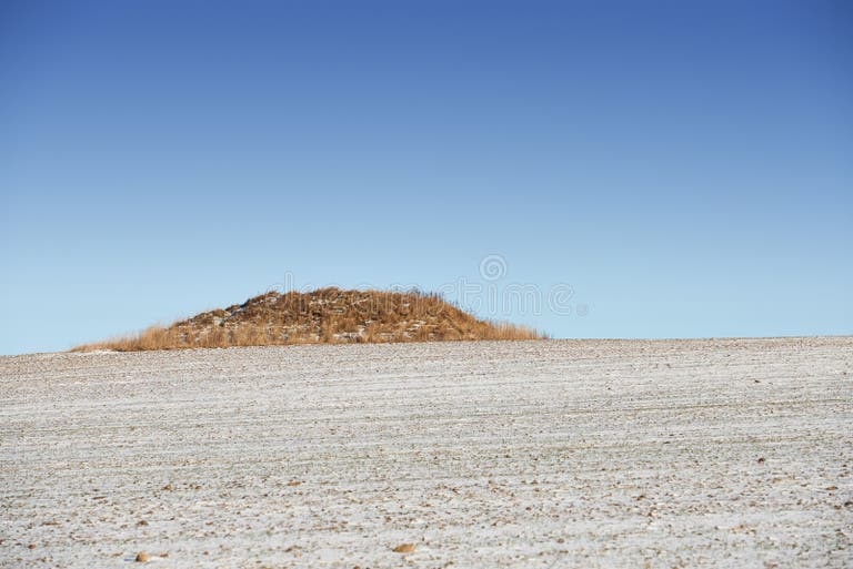 Dry Desolation. a Grassy Mound in the Middle of a Dry Landscape. Stock ...