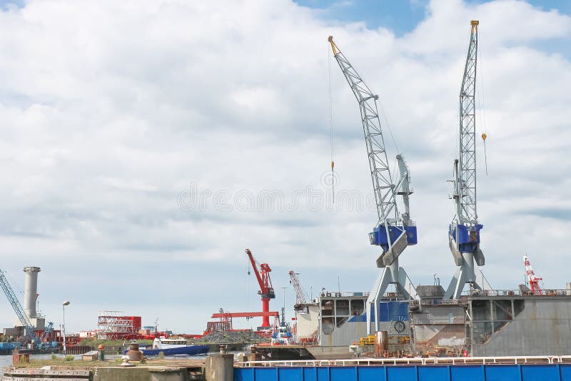 Dry Docks and Cranes in Shipyard Stock Image - Image of commercial ...