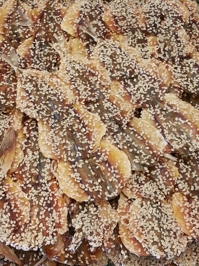 Dry Fish Cooked with Sesame Stock Image - Image of seafood, dryfood ...