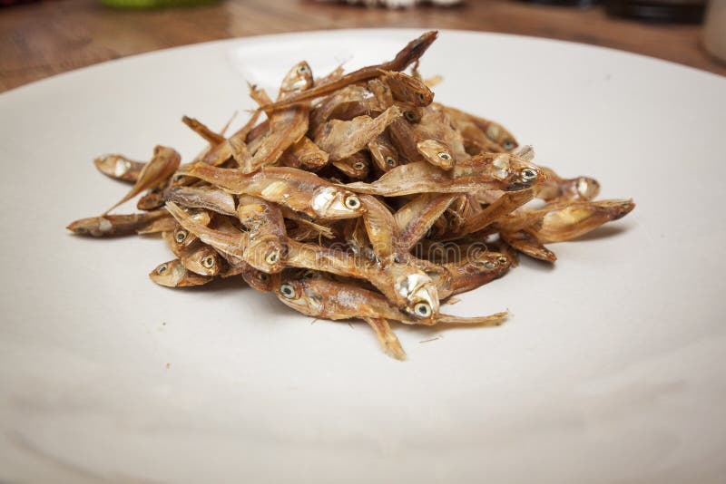 Dry fish on dish stock image. Image of backdrop, table - 104000341