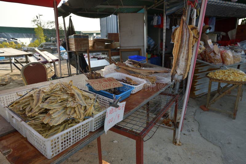Dry fish selling booth editorial photography. Image of mesh - 242293362