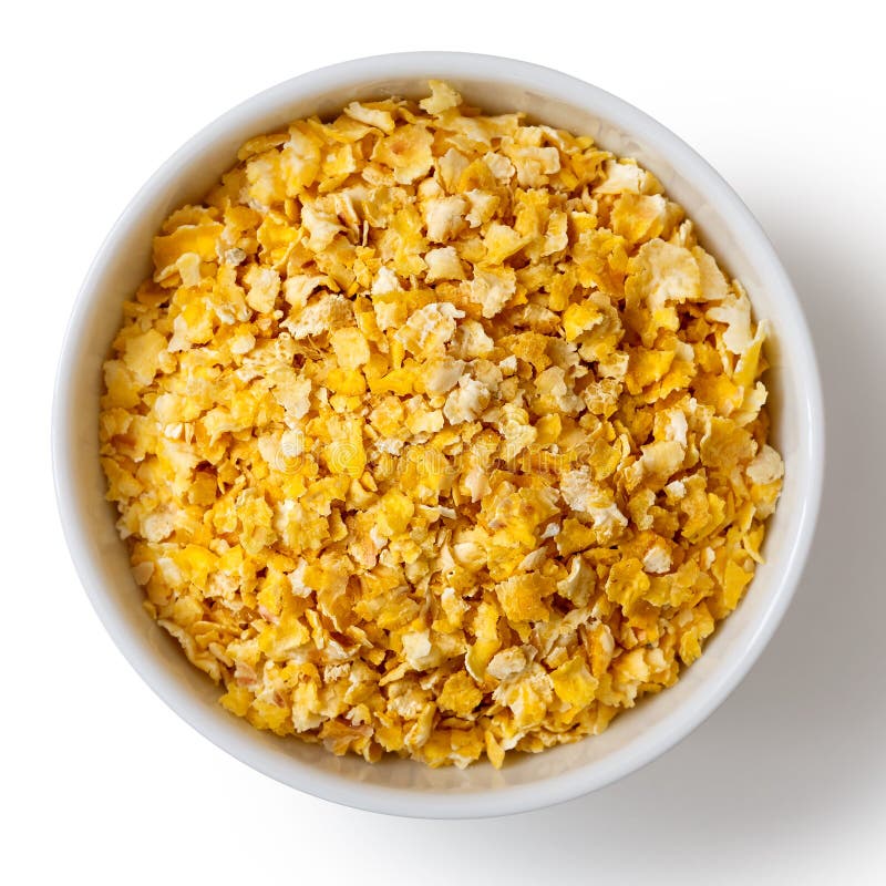 Dry Flaked Corn in White Ceramic Bowl. Stock Image - Image of grain ...