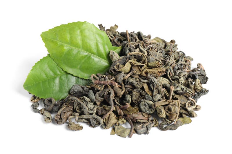 Dry and Fresh Tea Leaves Isolated Stock Image - Image of nature ...