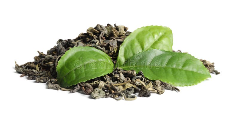 Dry and Fresh Tea Leaves Isolated Stock Photo - Image of natural ...