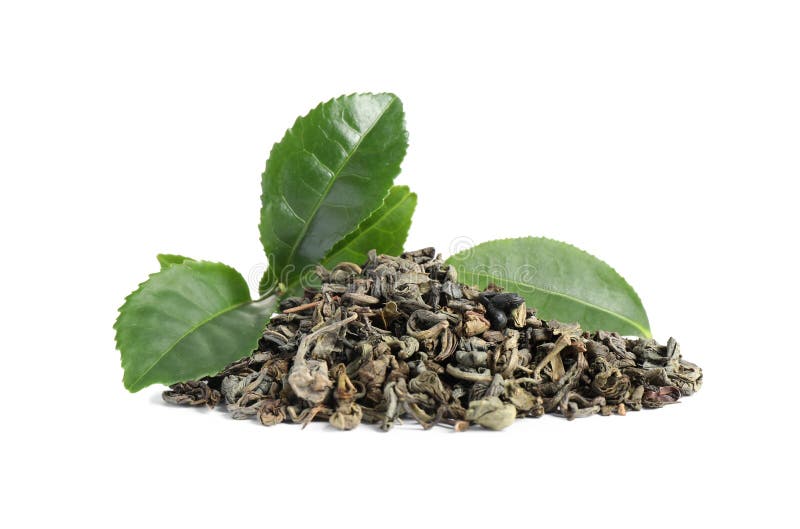 Dry and Fresh Tea Leaves Isolated Stock Photo - Image of herb, isolated ...
