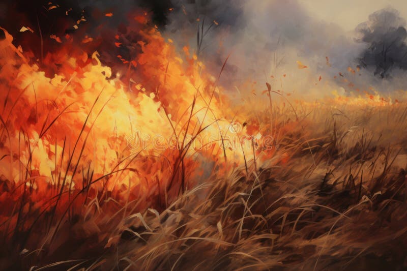 Dry Grass is Burning, Fire in the Field, Forest, Natural Disaster ...