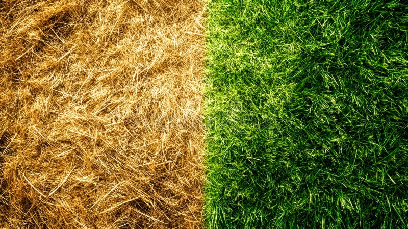 Dry Grass and Green Grass Showing Climate Change and Environmental ...