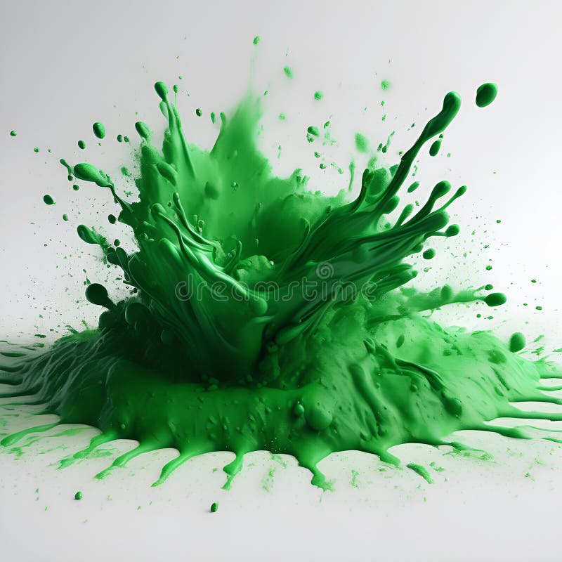 Dry Green Paints in the Air. Splashes on a White Background Stock ...