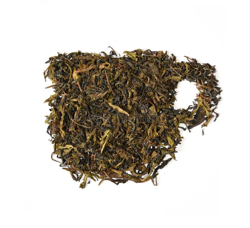 Dry Green Tea Create a Cup Tea Shape Stock Photo - Image of traditional ...