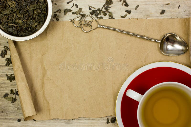 Dry Green Tea and Parchment Stock Image - Image of leaves, health: 84910989